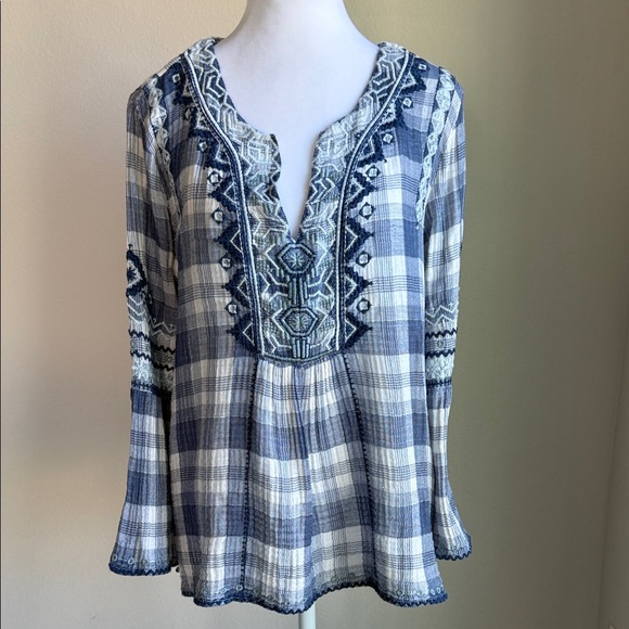 Johnny Was | Tops | Johnny Was Workshop Womens Blue White Blouse | Poshmark